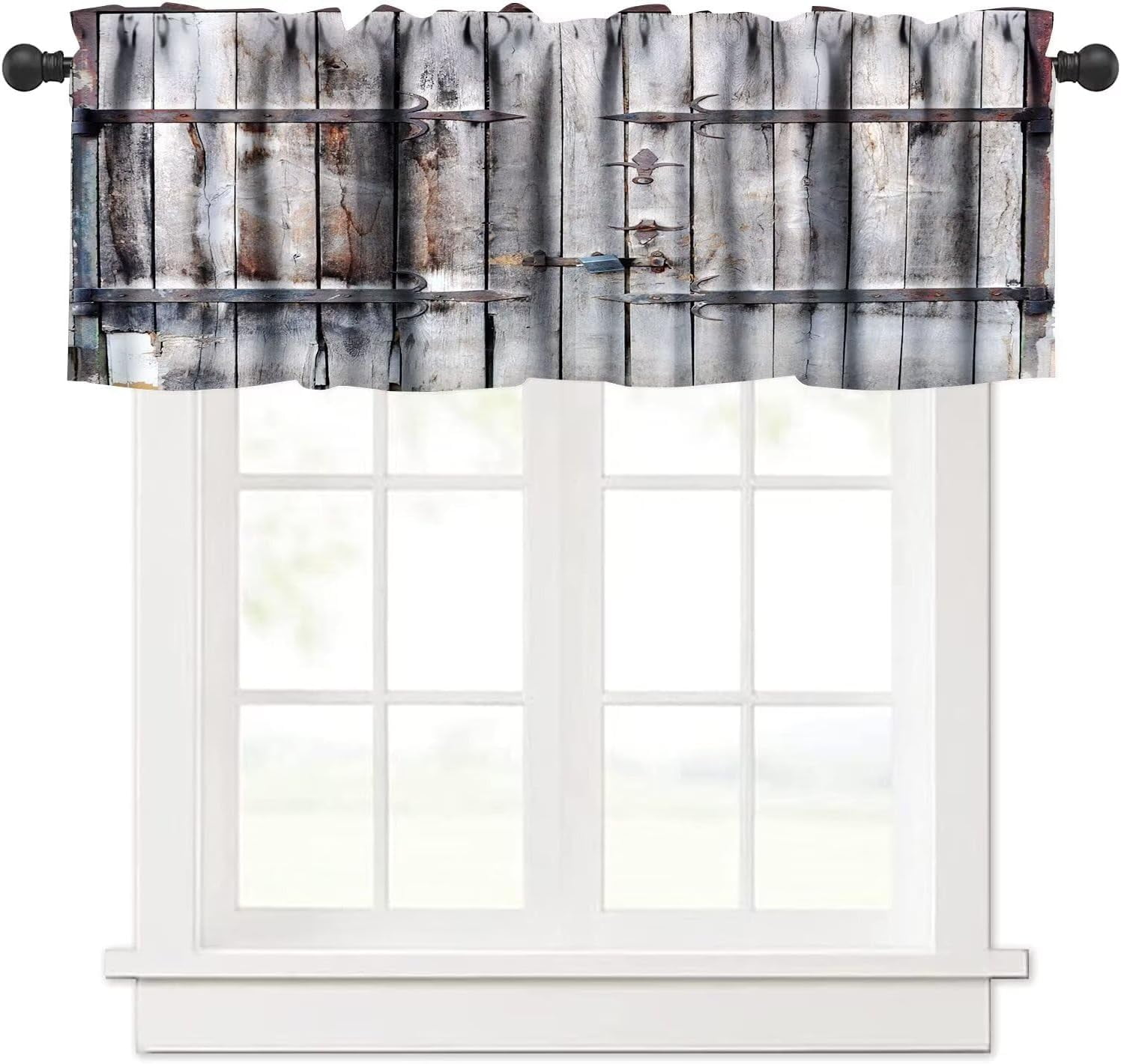 Rustic Barn Door Valance Curtain Wooden Garage Farm Vintage Wood ...