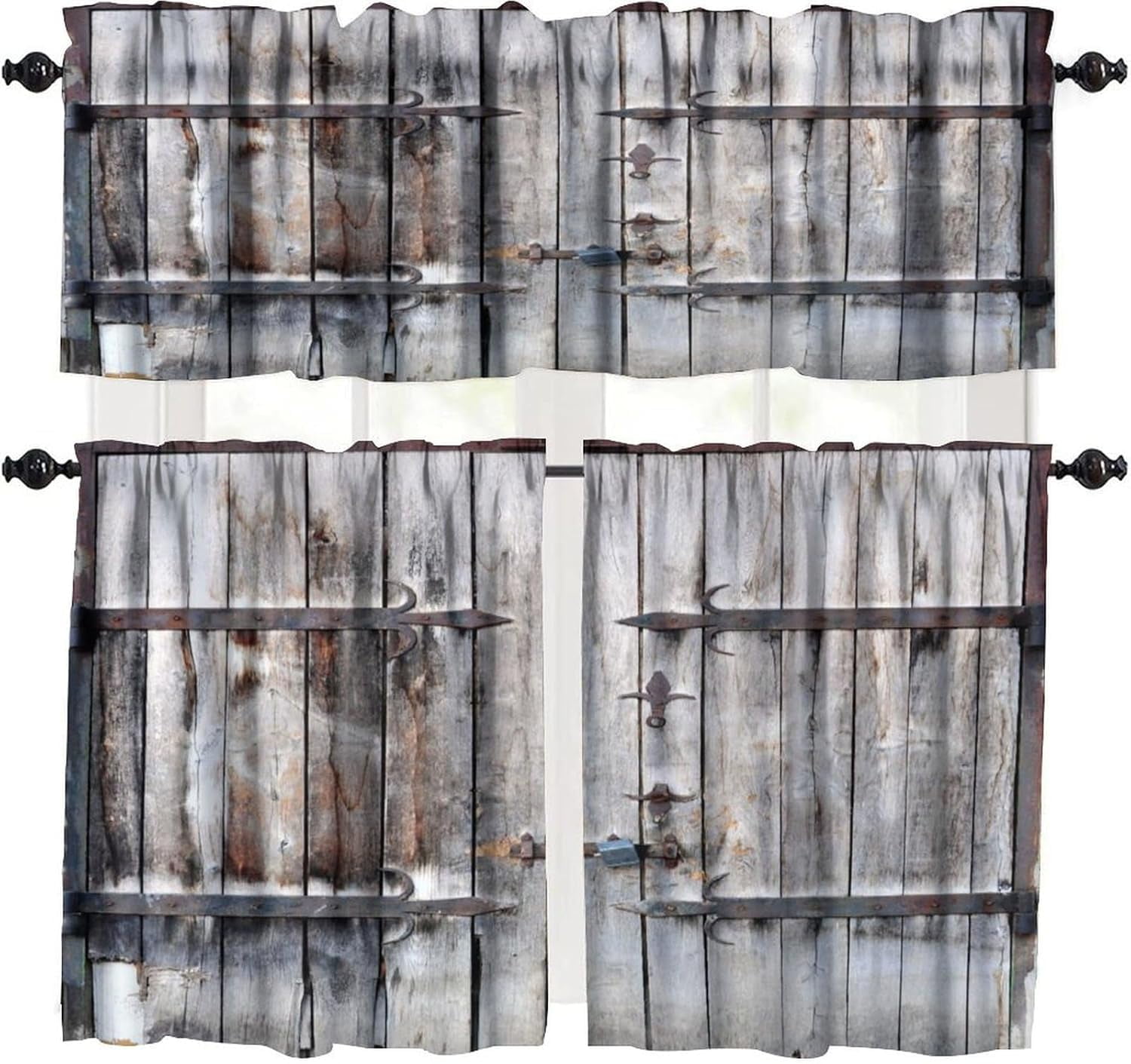 Rustic Barn Door Valance Curtain Wooden Garage Farm Vintage Wood ...