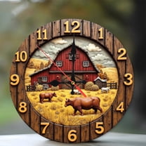 Rustic Red Barn Farm Wall Clock Decorative Clock 10-Inch Silent Wooden ...
