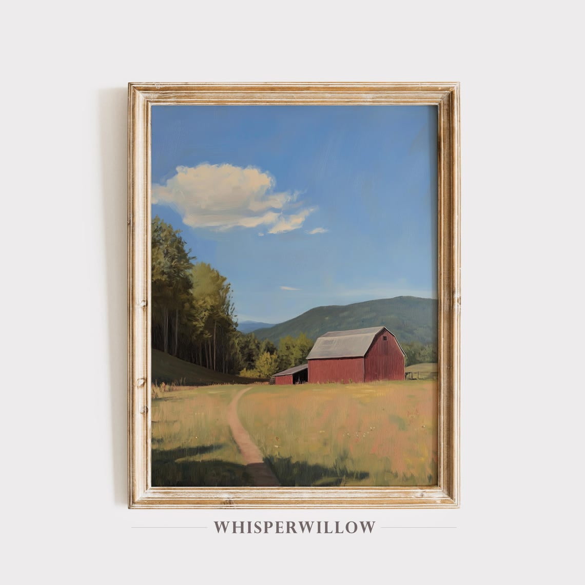 Rustic Barn Landscape, Country Farmhouse Art, Nostalgic Red Rustic ...