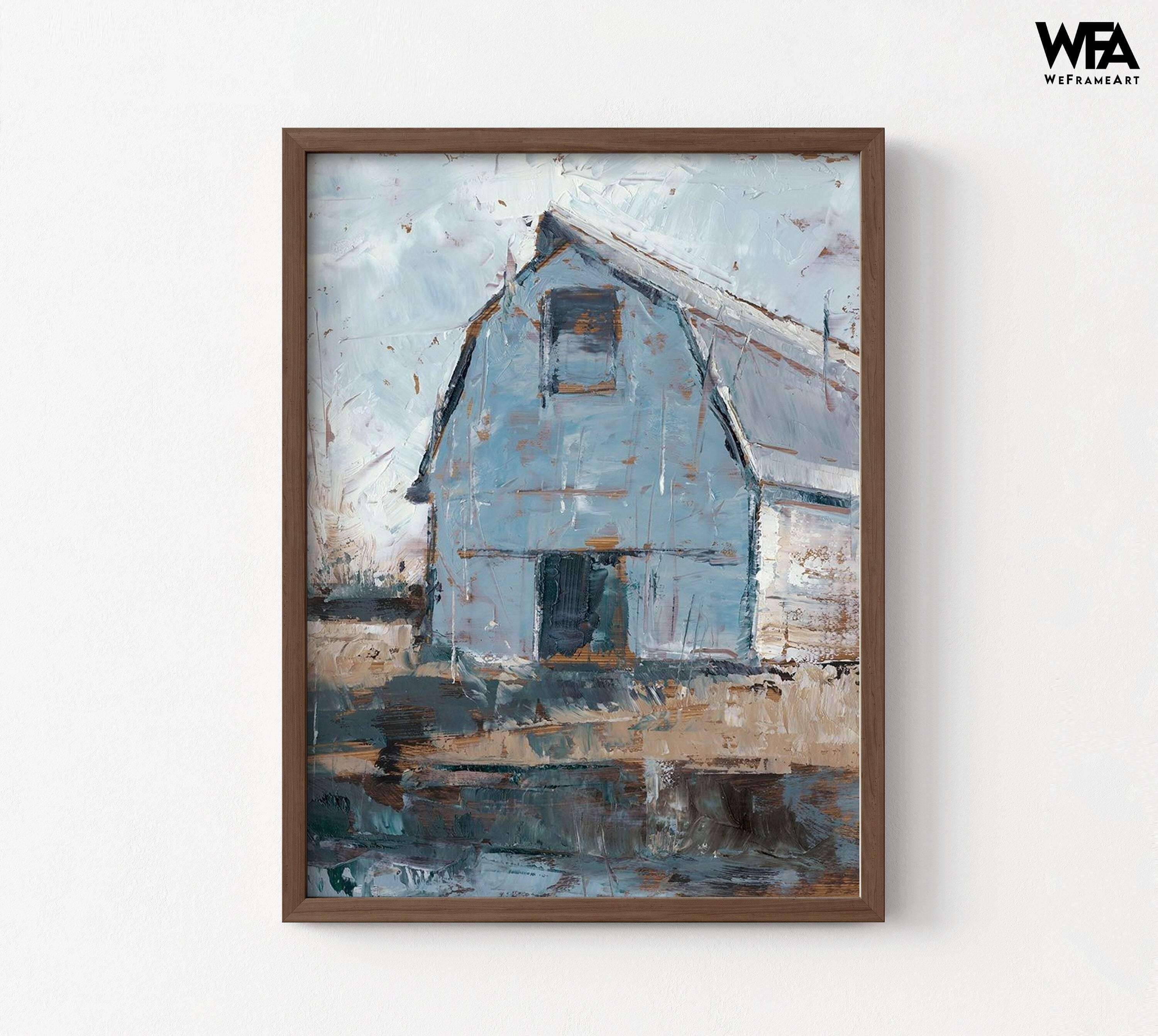 Rustic Barn Oil Painting Print, Framed Farm Landscape Print, Western ...
