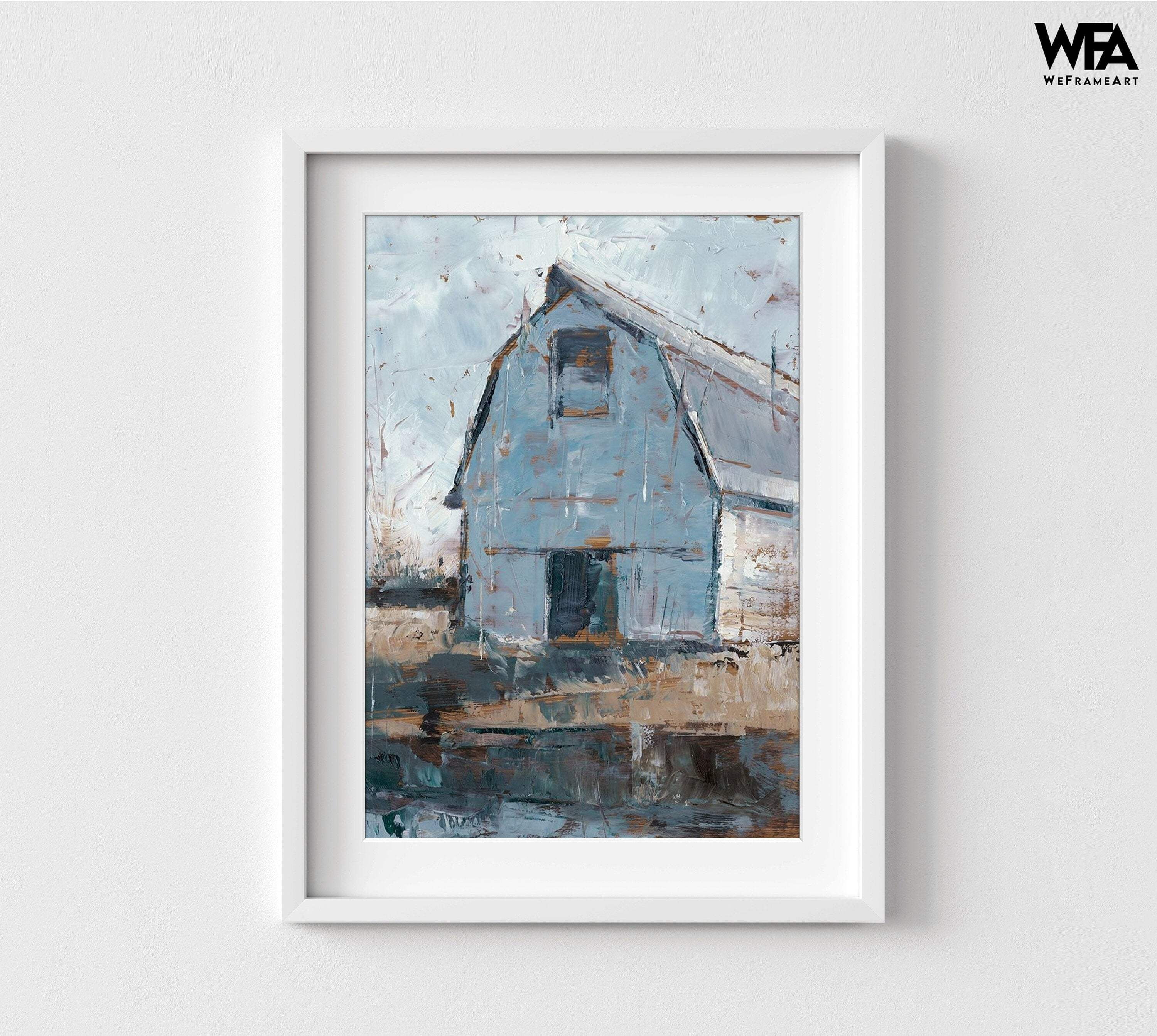 Rustic Barn Oil Painting Print, Framed Farm Landscape Print, Western ...