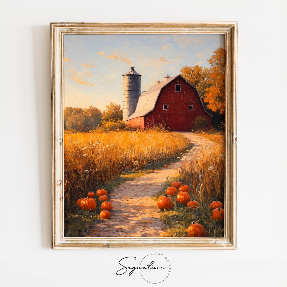 Rustic Barn And Silo In Harvest Field, Autumn Farm Scene, Cozy Fall ...