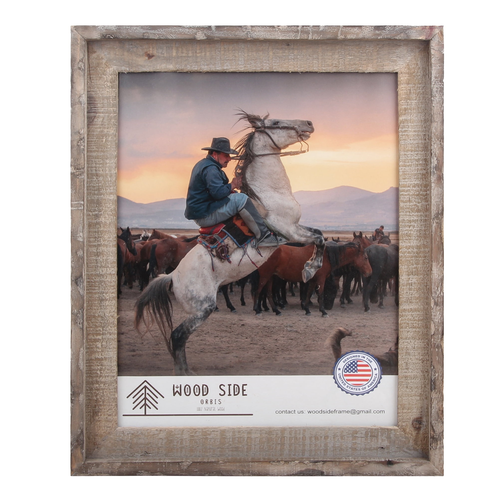 Rustic Barnwood Picture Frames 11x14 - Natural Reclaimed Wood Real Glass Wall Hanging ...