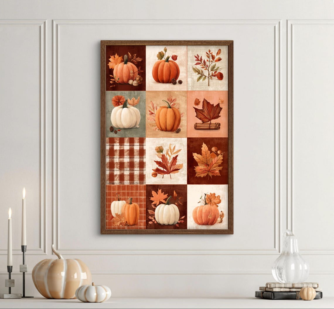 Rustic Barnyard At Sunset Poster Autumn Landscape Art, Moody Fall Scene ...