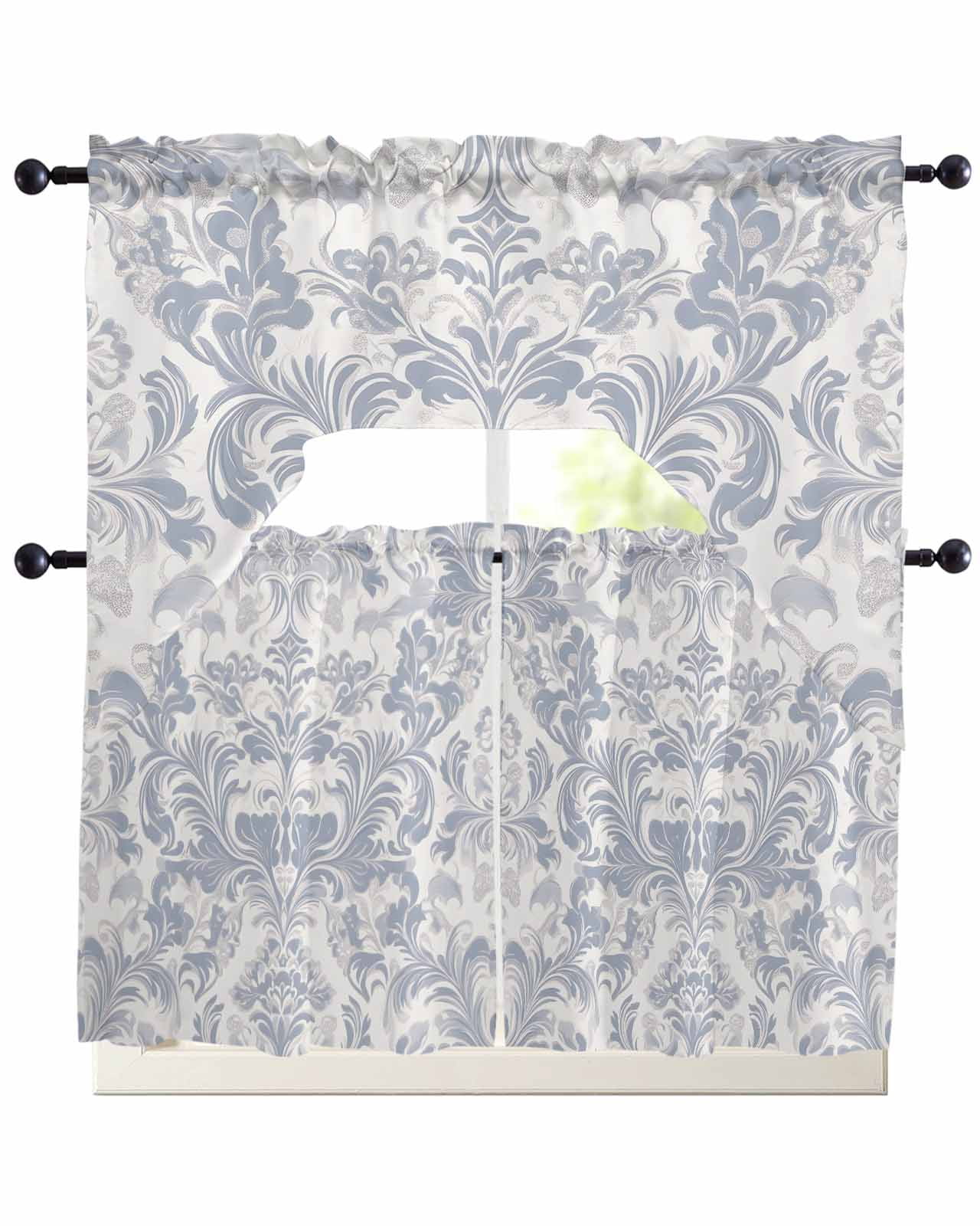 Rustic Baroque Kitchen Curtains Swag Valance and Tier Curtains Set 24 ...