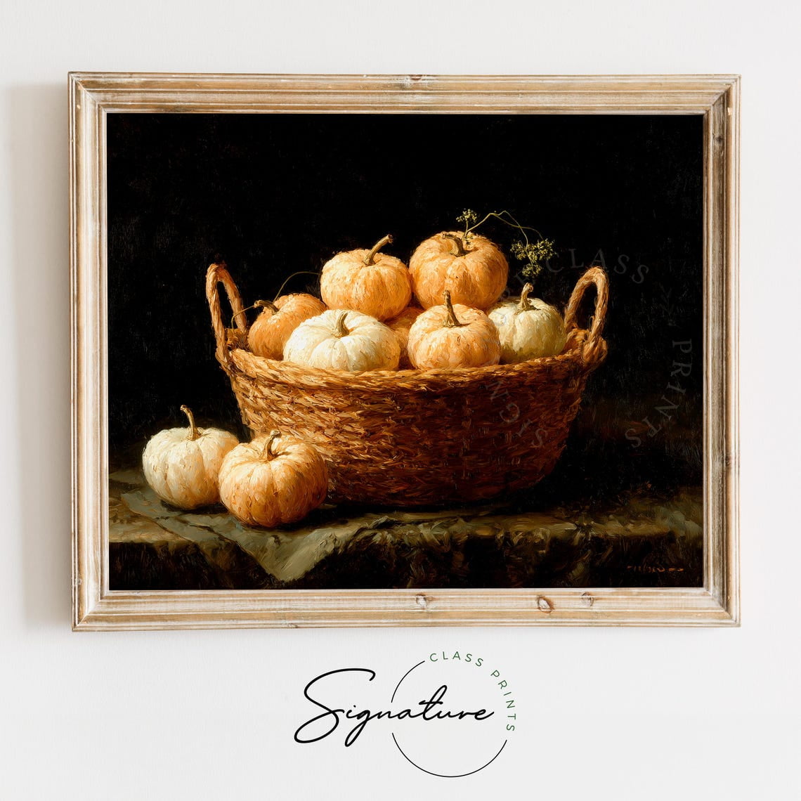Rustic Basket Of Pumpkins, Vintage Autumn Harvest Poster, Cottagecore ...