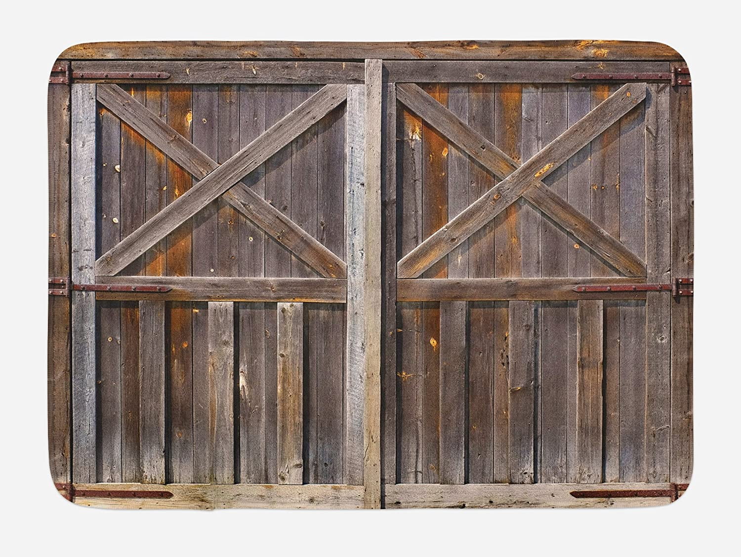 Rustic Bath Mat, Old Wooden Barn Door Of Farmhouse Oak Countryside ...