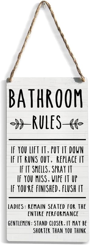 Rustic Bathroom Rules Wood Sign Farmhouse Home Bathroom Wall ...