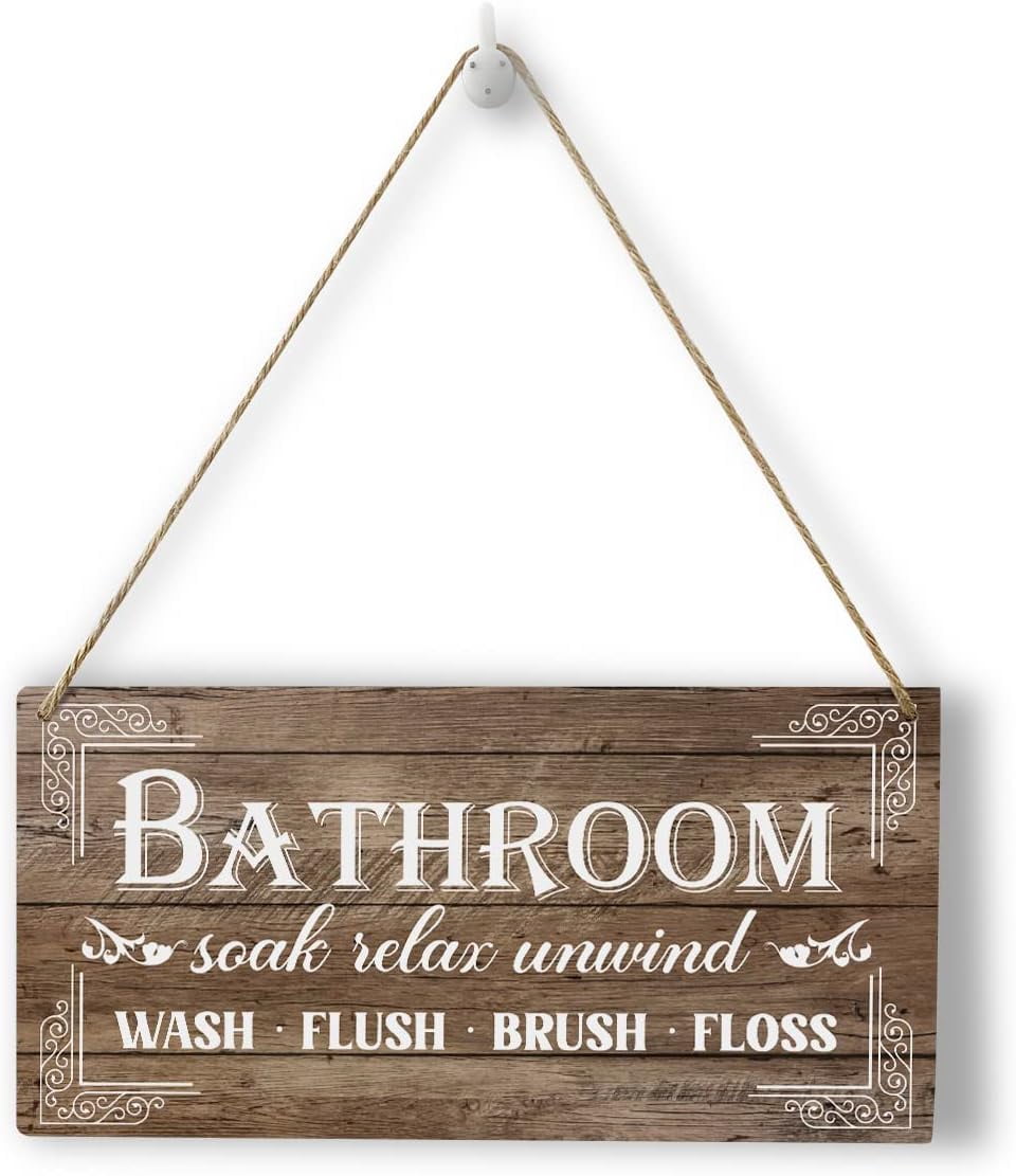 Rustic Bathroom Sign Bathroom Decor Wood Wall Art Wall Hanging Decor ...