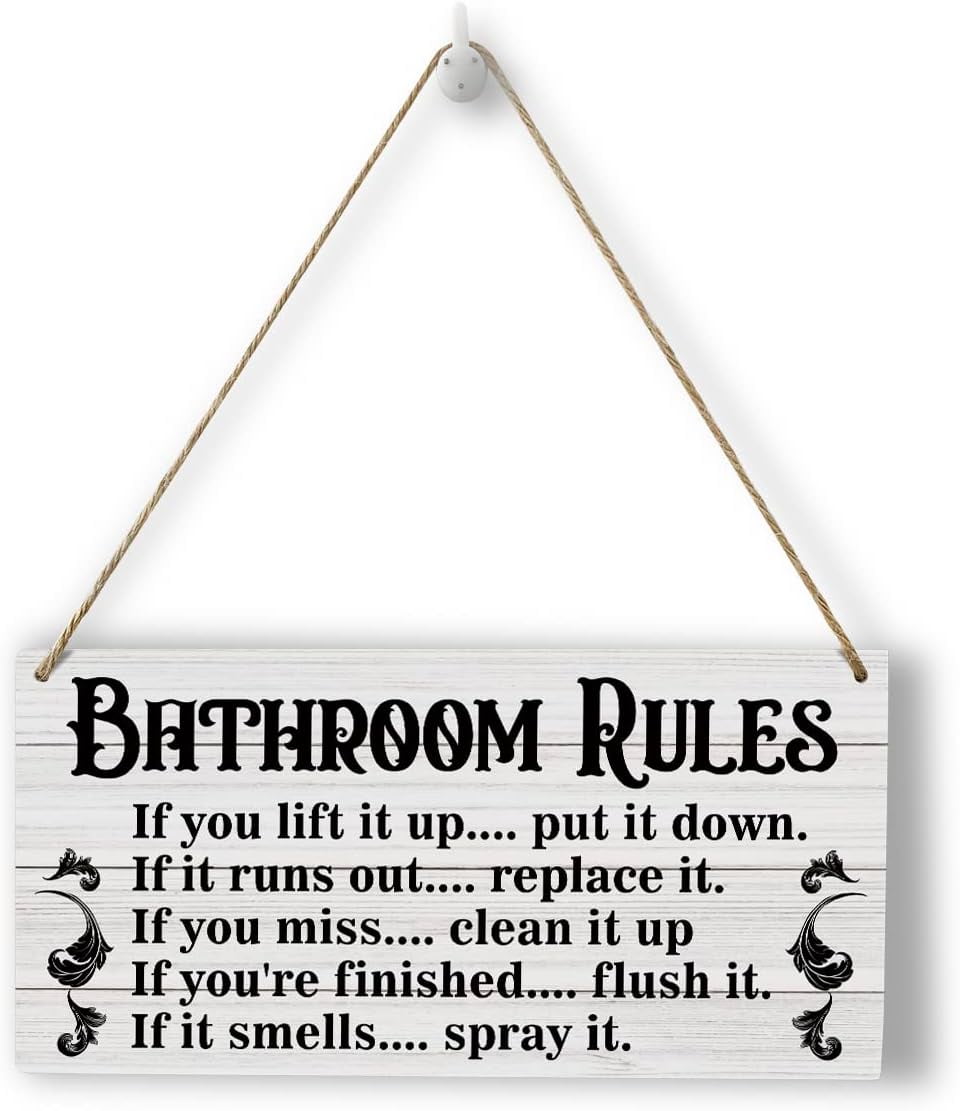 Rustic Bathroom Sign Bathroom Decor Wood Wall Art Wall Hanging Decor ...