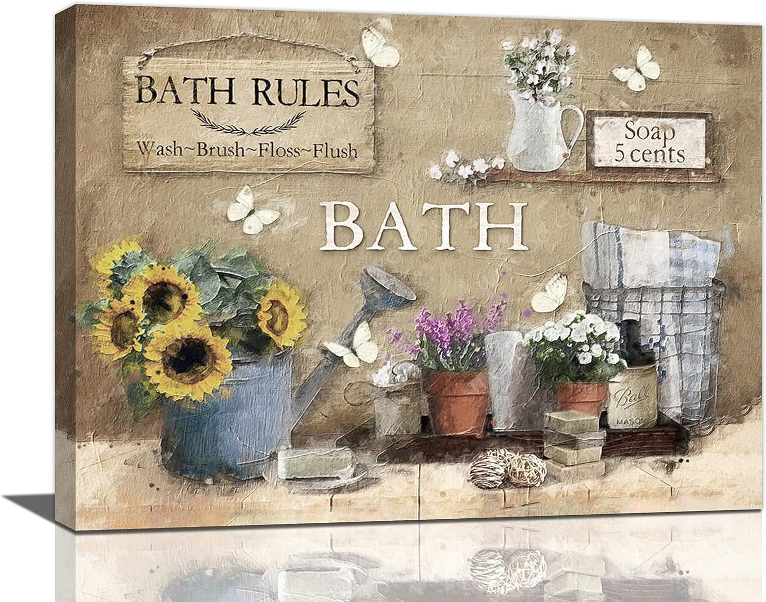 Rustic Bathroom Wall Art Farmhouse Bath Rules Bathroom Pictures Wall ...