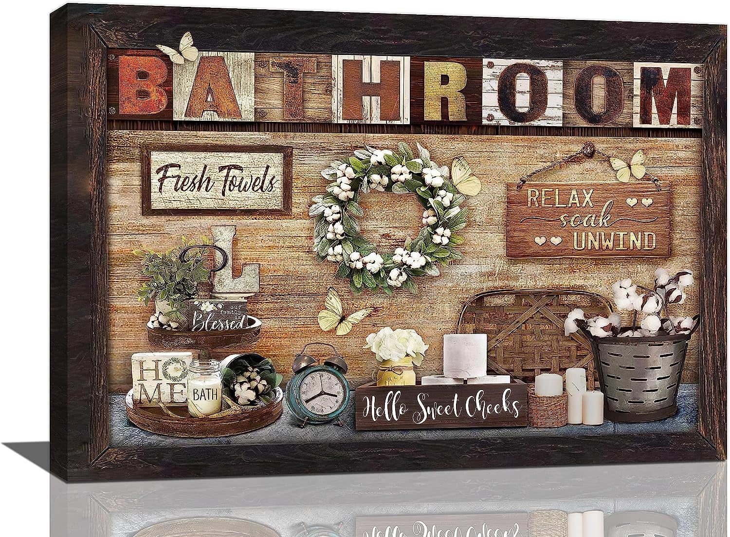 Rustic Bathroom Wall Art Farmhouse Bathroom Pictures Wall Decor Cotton ...