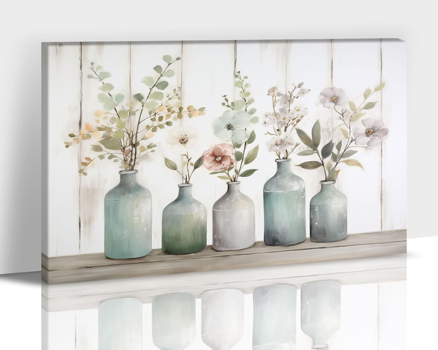 Rustic Bathroom Wall Art - Vintage Flower Canvas Wall Art, Purple ...