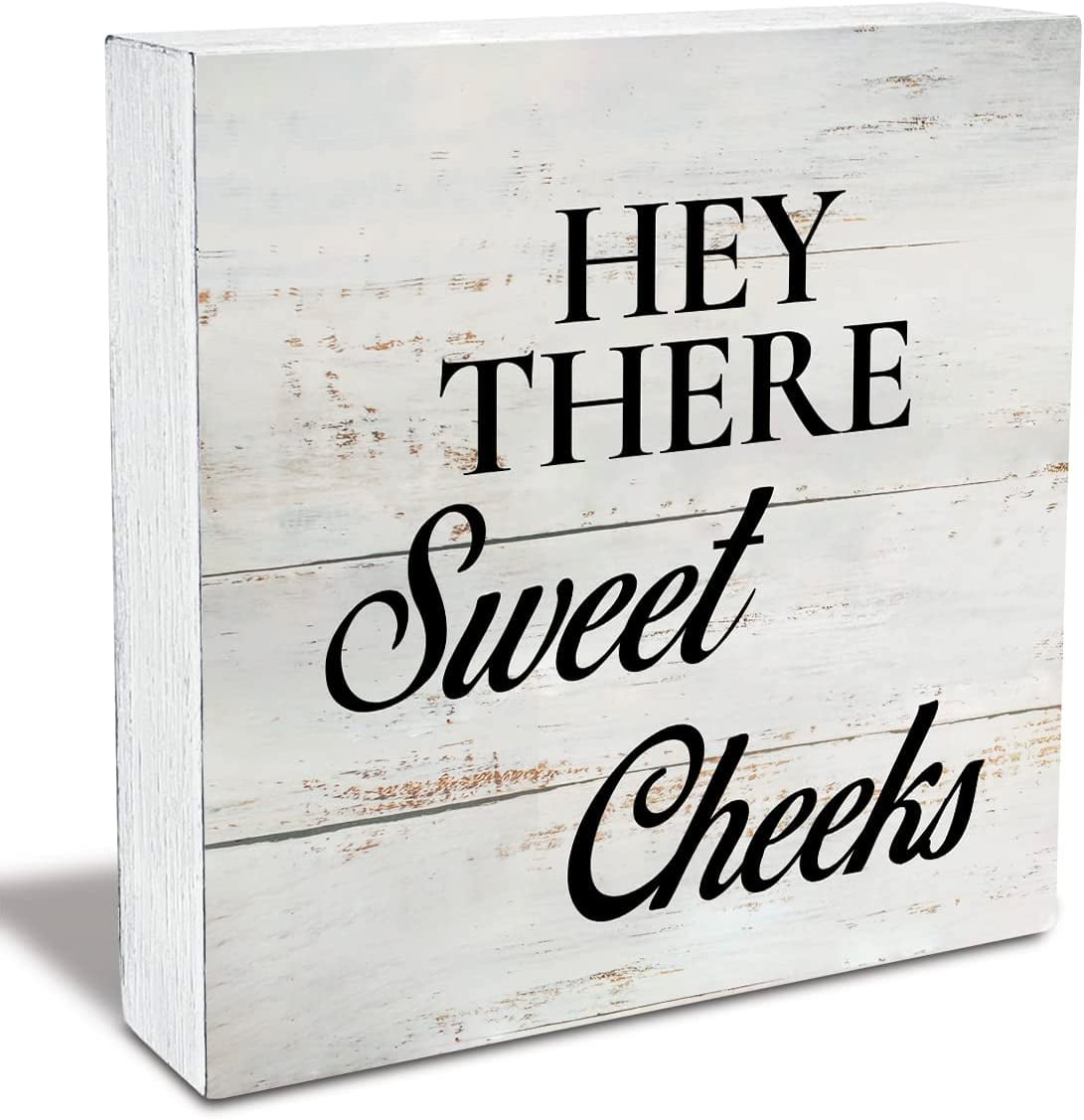 Rustic Bathroom Wood Box Sign Humor Hey There Sweet Cheeks Wooden Box ...