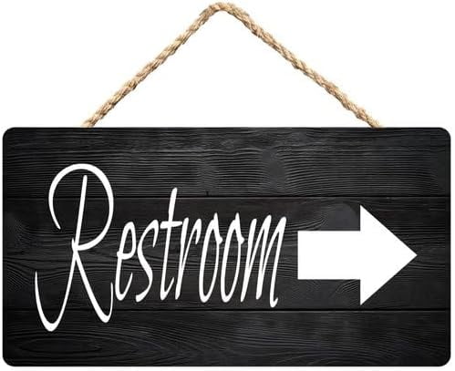 Rustic Bathroom Wood Decor Sign, Restroom With Arrow Wood Sign Wall Art ...