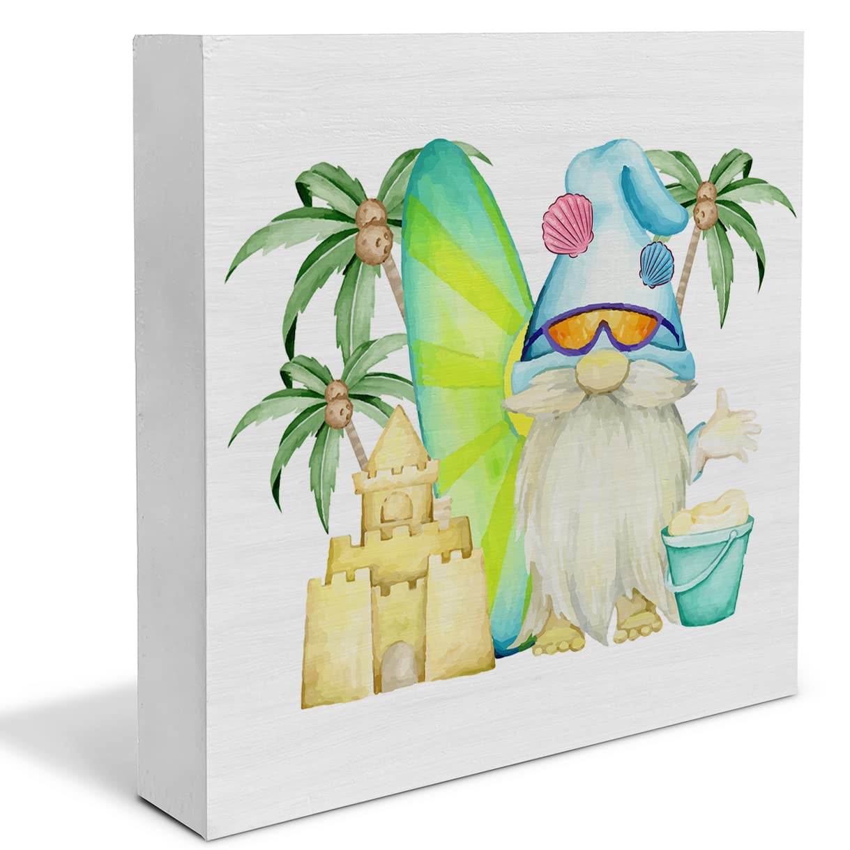 Rustic Beach Gnome Wood Box HYZ01 Sign Decor Desk Sign Beach Wooden Box ...