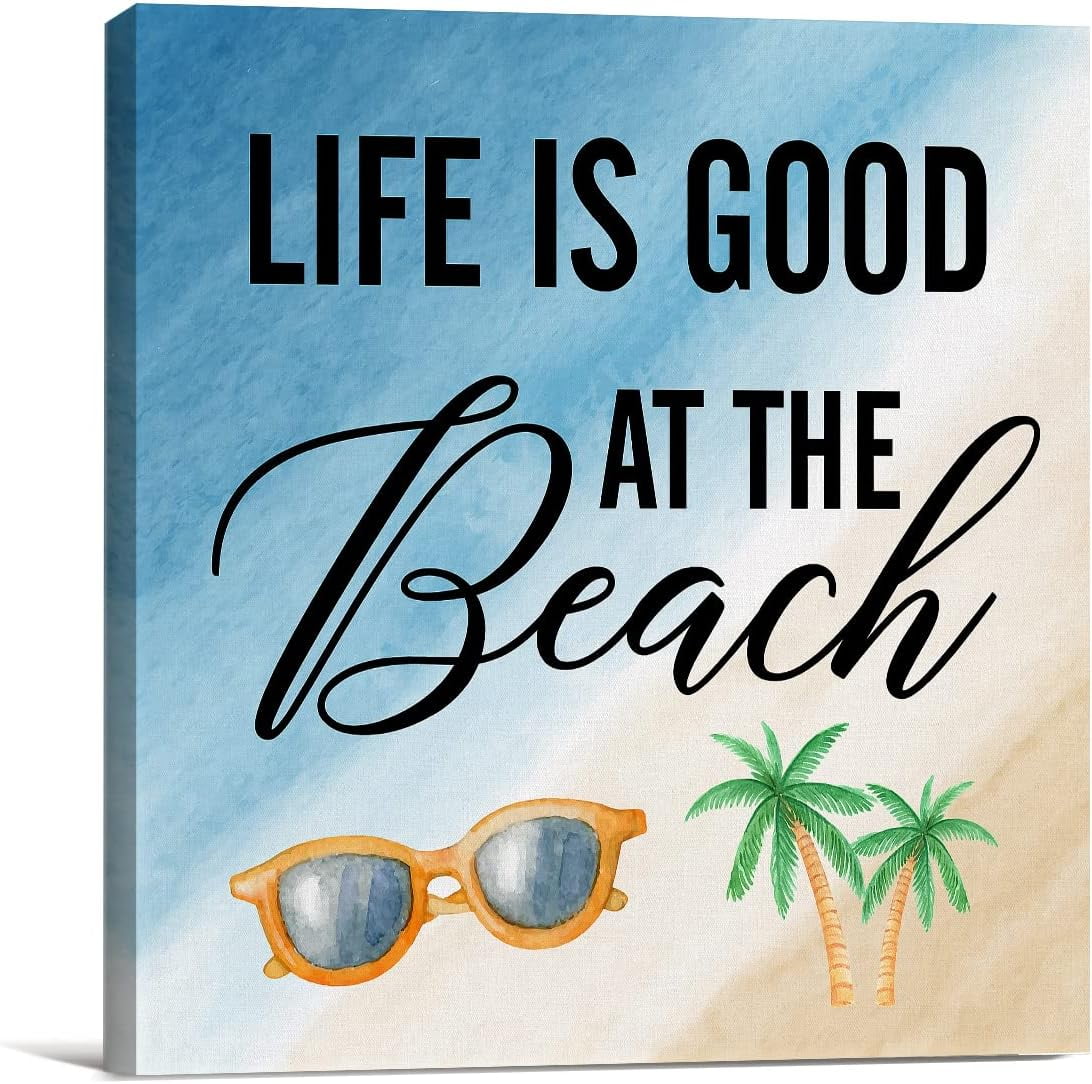 Rustic Beach Life Wood Box Sign Desk Decor Beach Wooden Block Plaque ...
