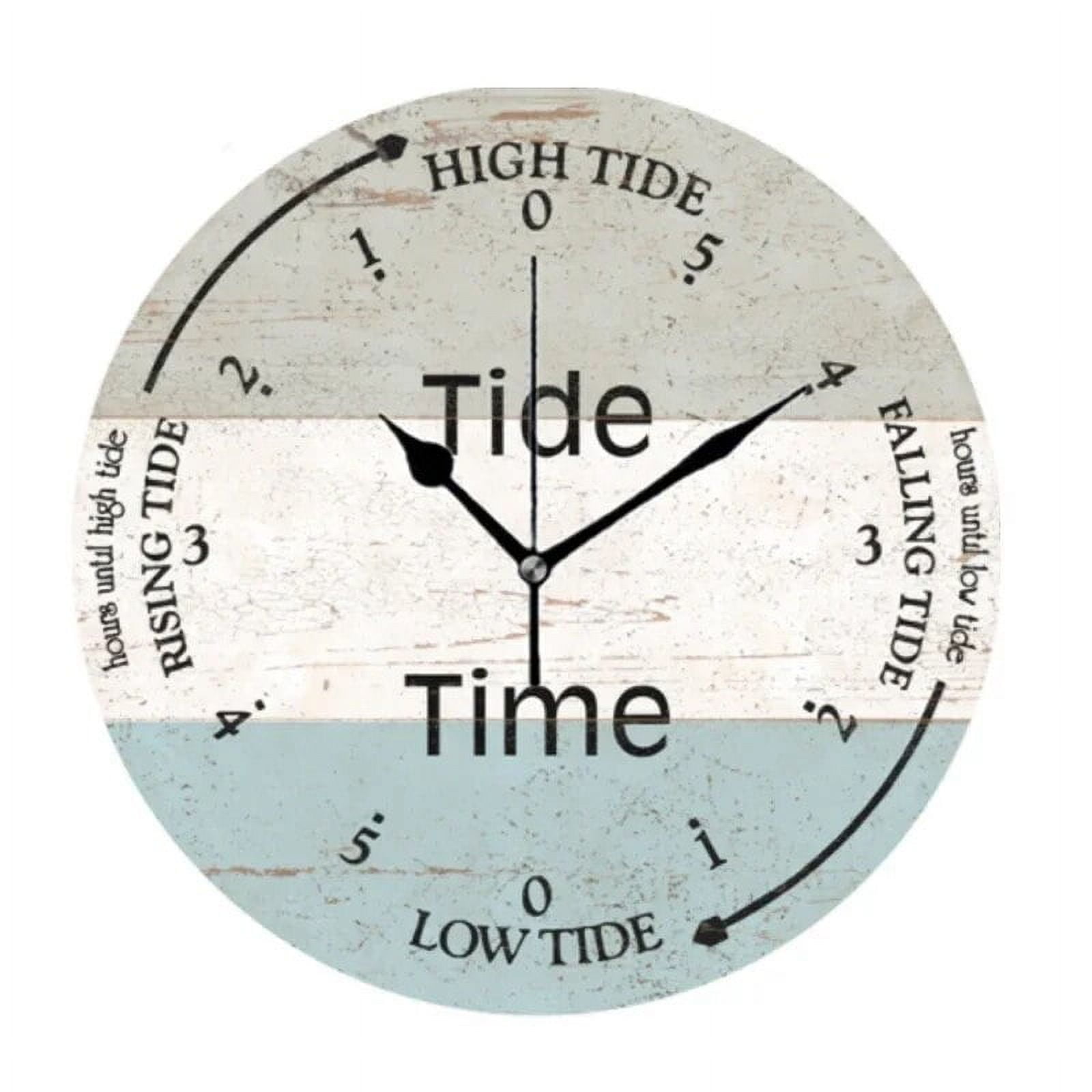 Rustic Beach Ocean Tide Time Decorative Wall Clocks Round Large Coastal ...