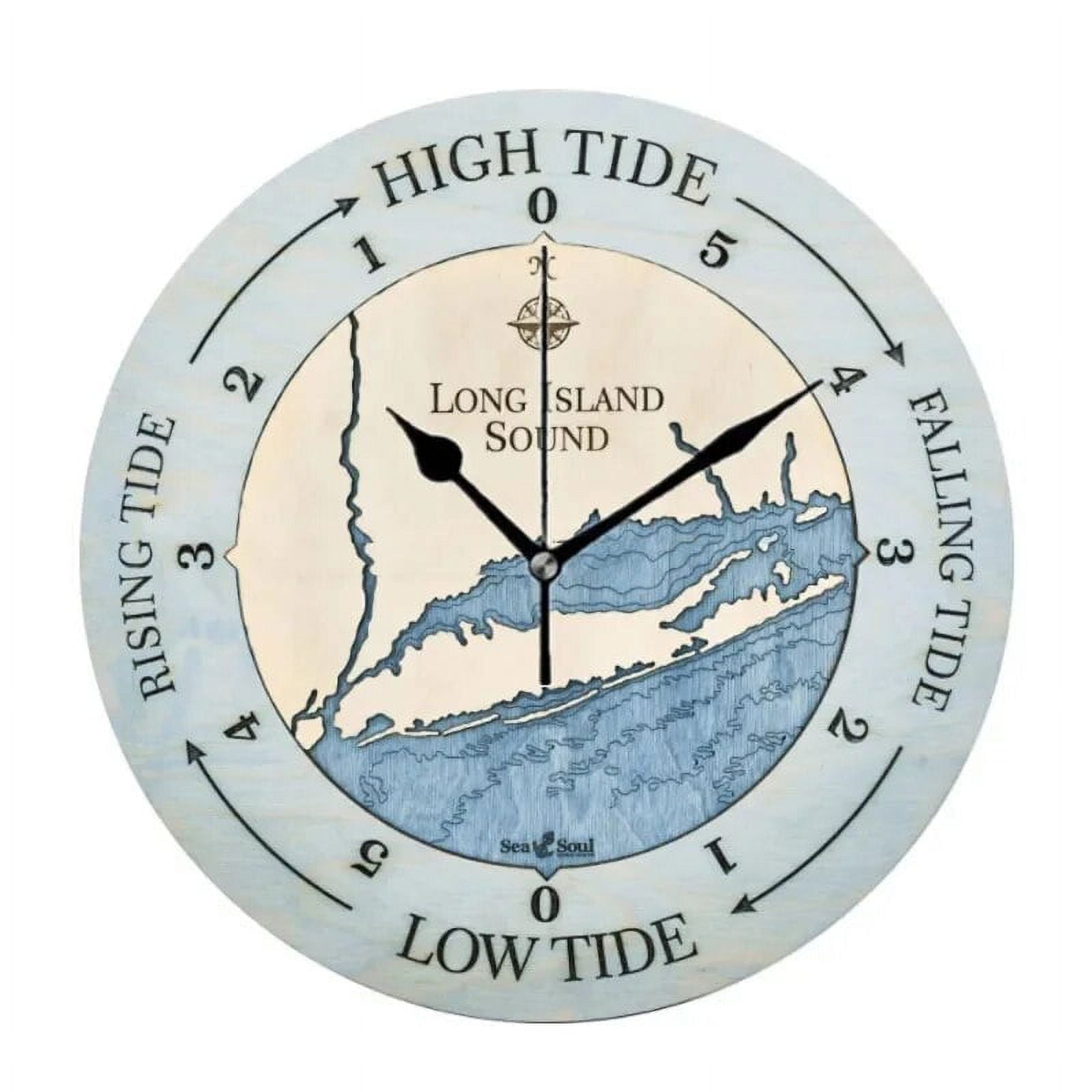 Rustic Beach Ocean Tide Time Decorative Wall Clocks Round Large Coastal ...