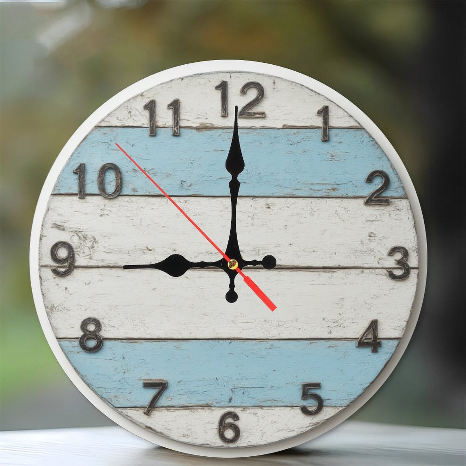 Rustic Beach Style Wall Clock Wooden Farmhouse Home Decor 10-Inch ...