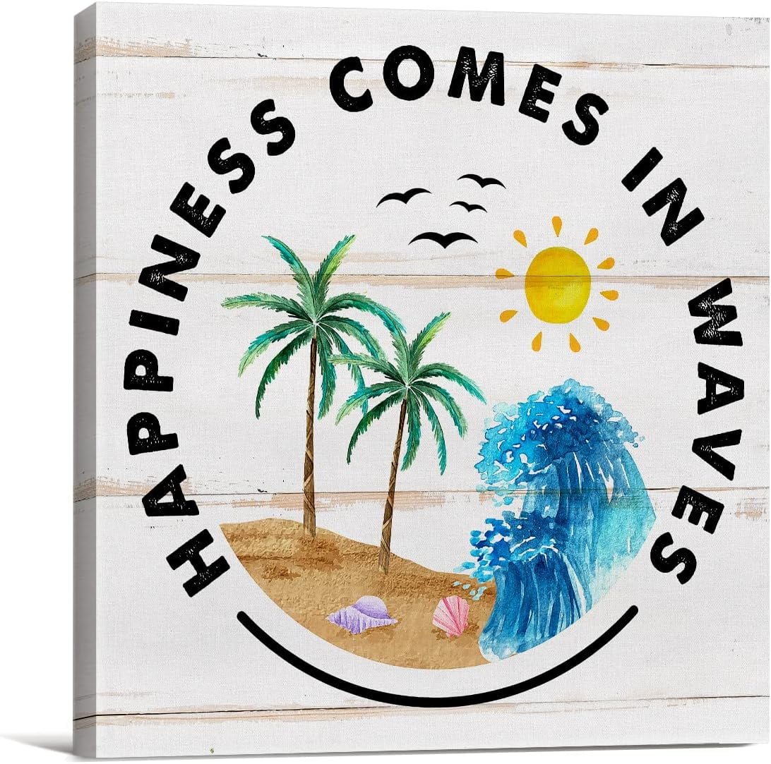 Rustic Beach Wood Box Sign Desk Decor Beach Wave Wooden Block Plaque ...