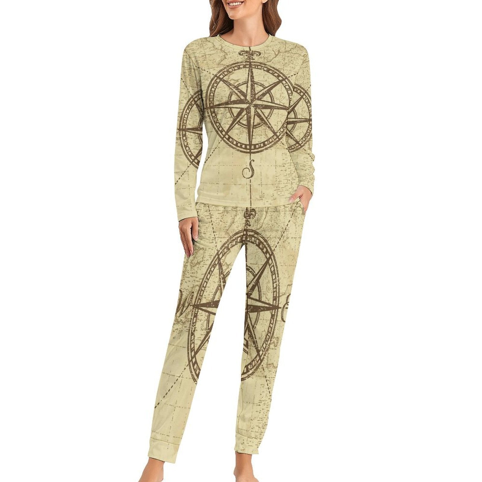 Rustic Beach Wood Nautical Directional Star Compass Pajamas Woman 2 ...