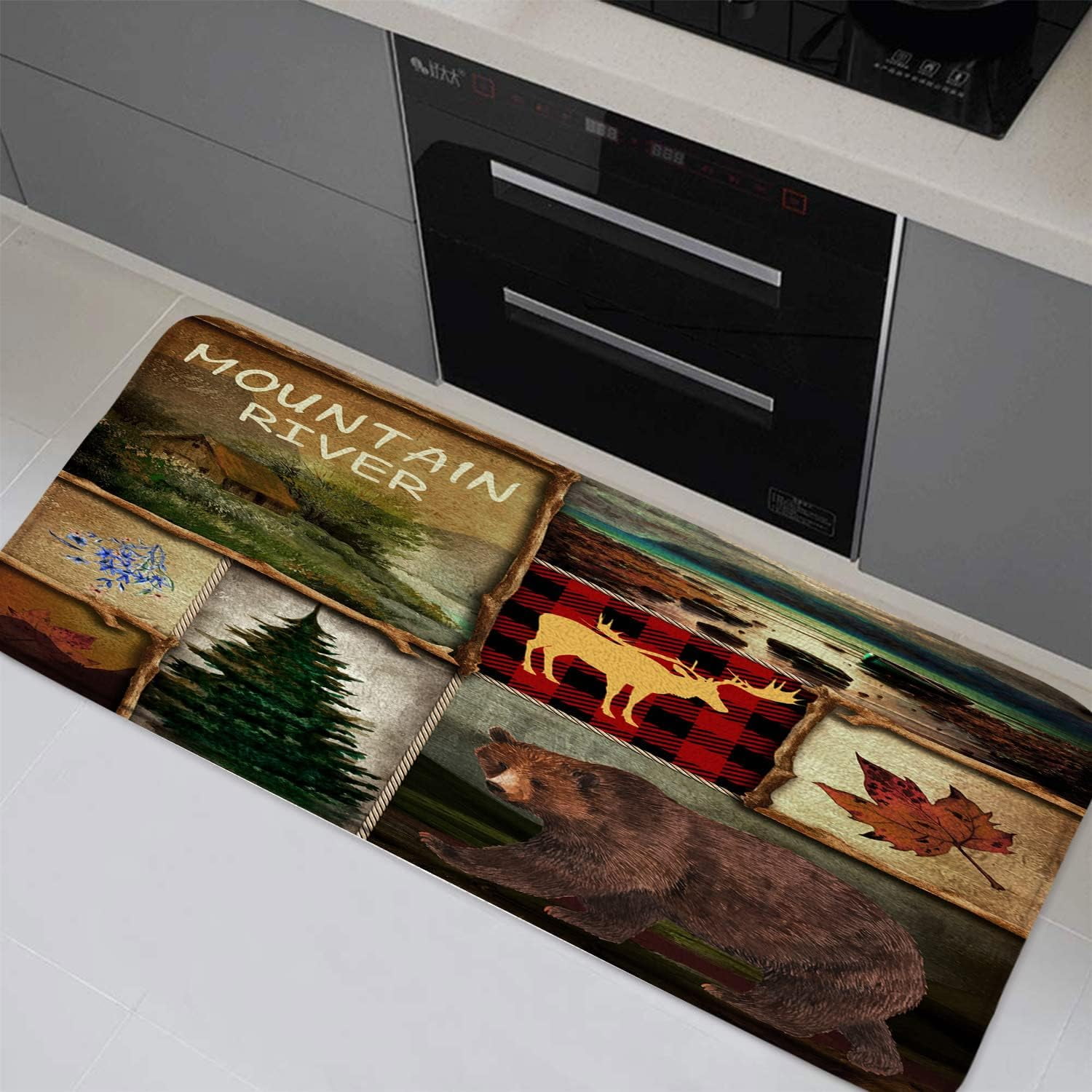 Rustic Bear Bath Mat River Lake Country Lodge Cabin Moose Farmhouse ...