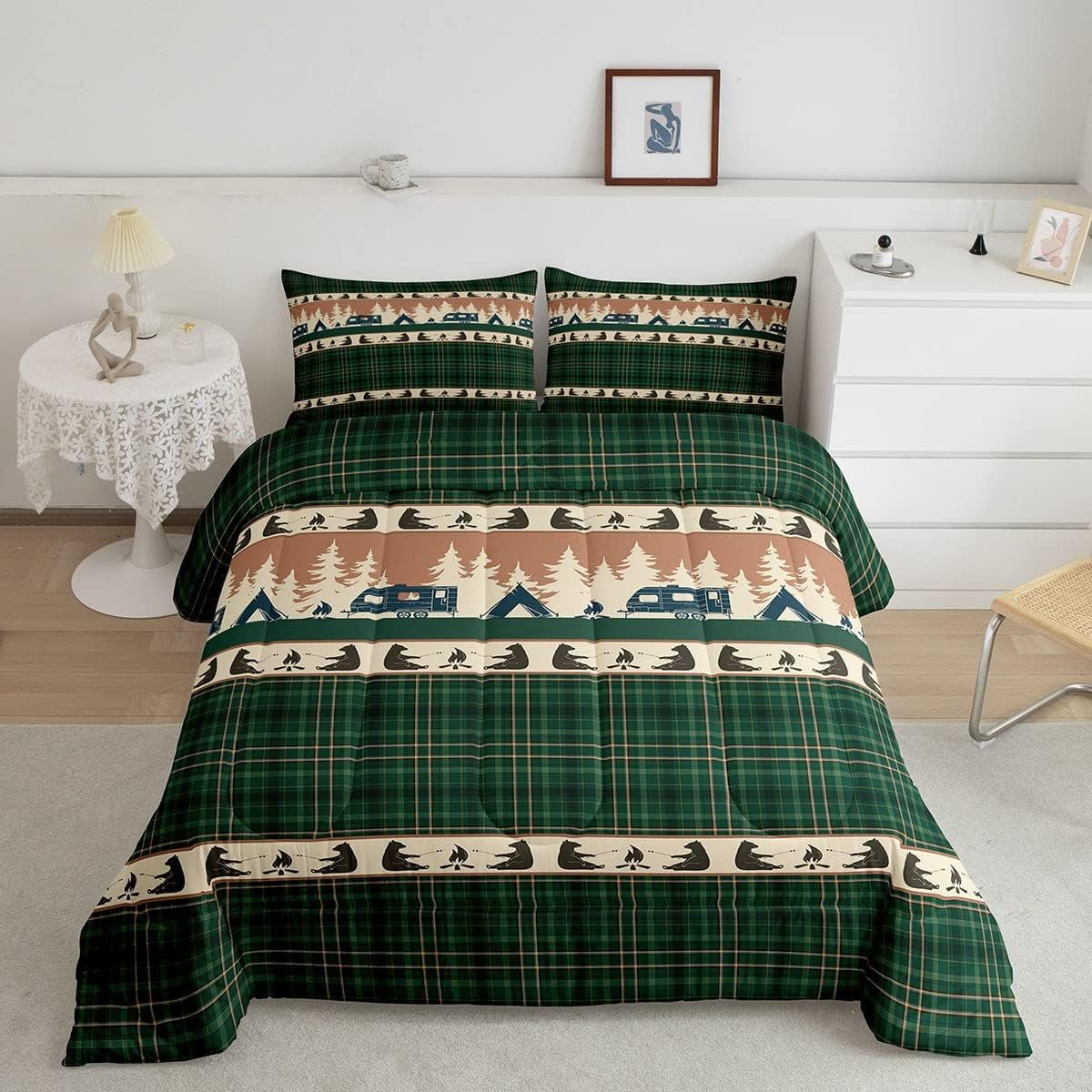 Rustic Bear Bedding Set King Size Farmhouse Moose Elk Deer Comforter ...