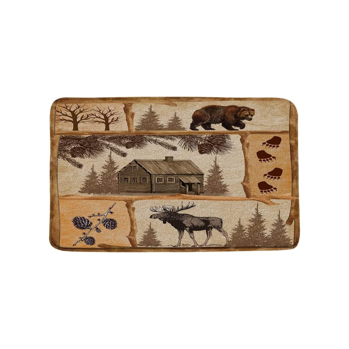 Rustic Bear Deer Bath Mat Cabin Wildlife Animal Bear Moose Elk Camping ...