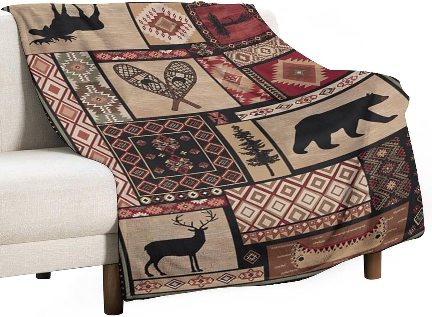 Rustic Bear Flannel Blankets, Vintage Bear Cottage Country Style Retro ...