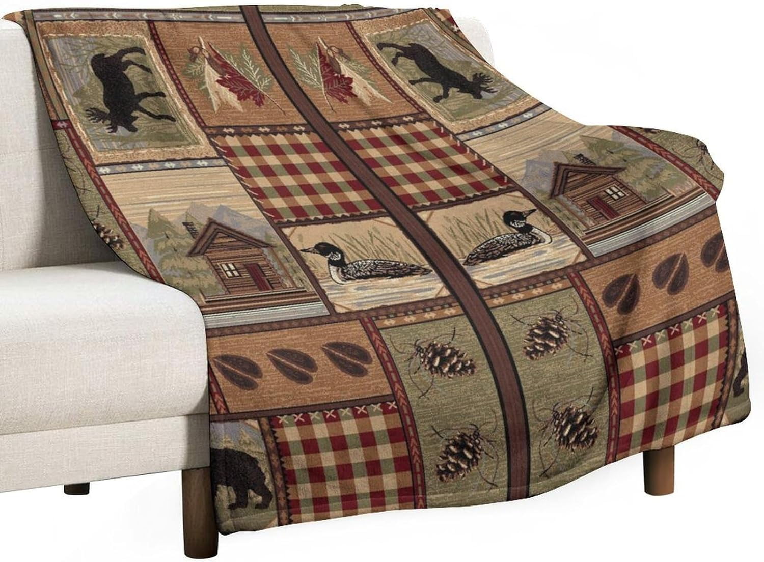 Rustic Bear Flannel Blankets, Vintage Bear Cottage Country Style Retro ...
