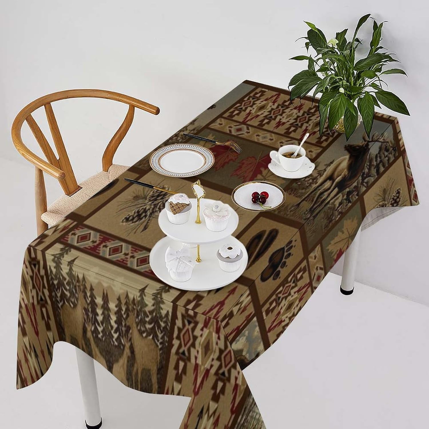 Rustic Bear Moose Deer Tablecloth Retro Rustic Bear Cottage Rustic ...