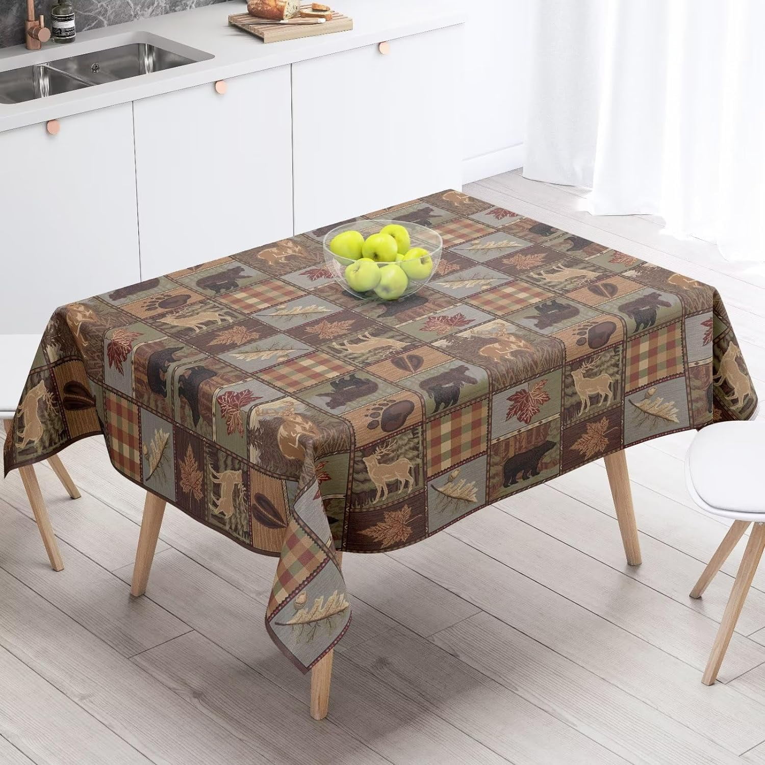 Rustic Bear Moose Deer Tablecloth, Retro Rustic Vintage Bear Cottage ...