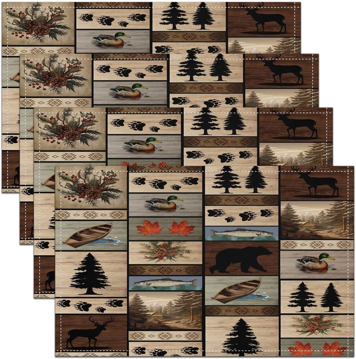 Rustic Bear Placemats - Fish Table Place Mats for Cabin Duck Decor ...