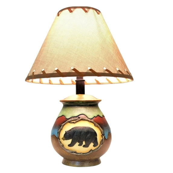 Rustic Bear Southwest Vase Console Table Lamp NightStand Light Cabin ...