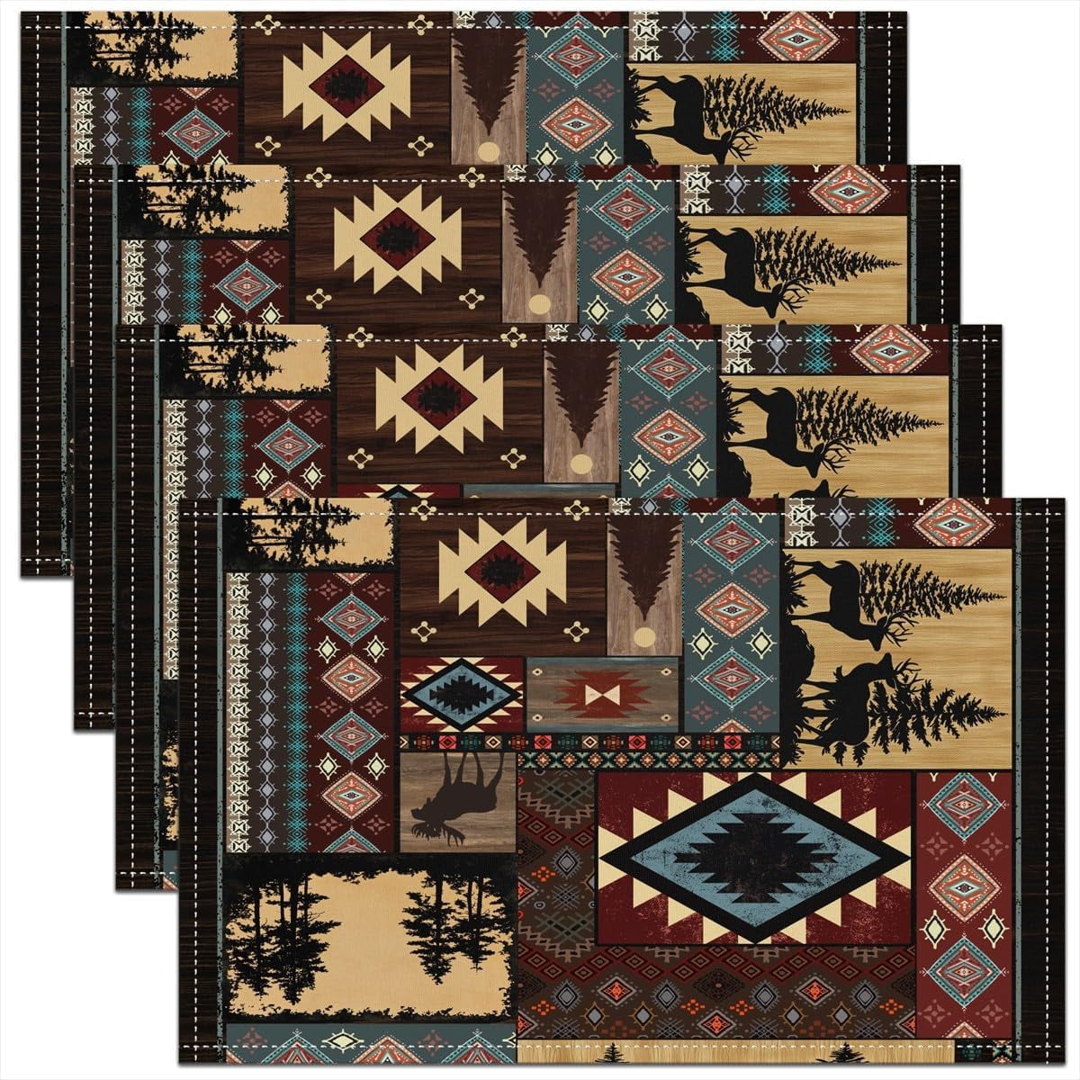 Rustic Bear Table Place Mats Kids Wild Animal Cute Deer Placemat for ...