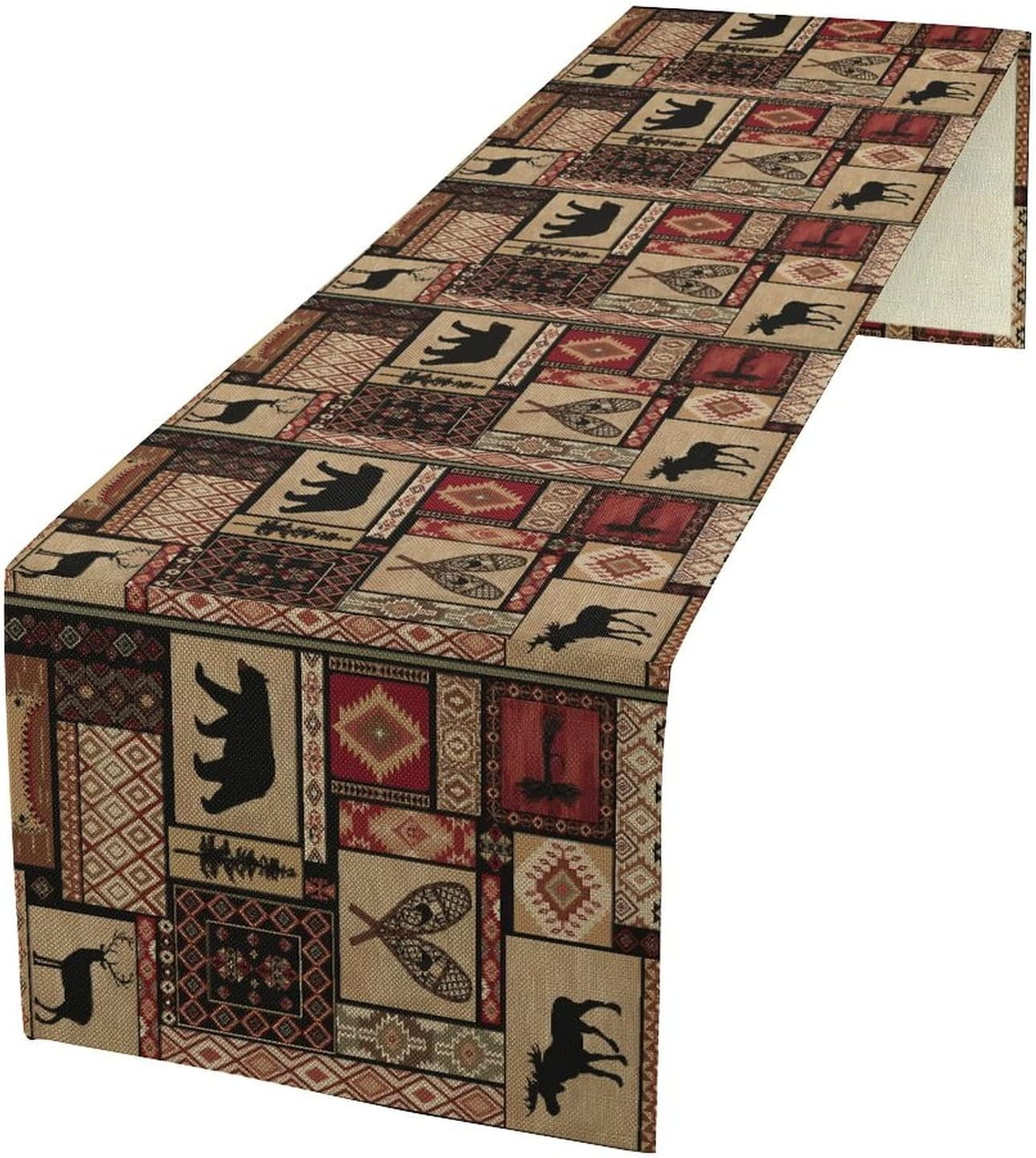 Rustic Bear Table Runner, Retro Vintage Bear Country Style Cabin ...