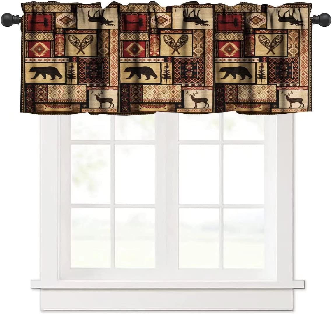 Rustic Bear Valance, 54x18in, Curtain Valance for Kitchen Bedroom ...