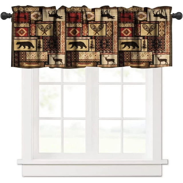 Rustic Bear Valance, 54x18in, Curtain Valance for Kitchen Bedroom ...