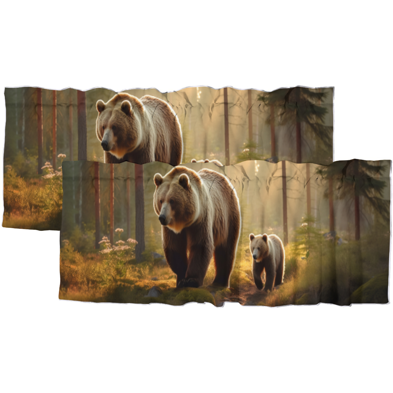 Rustic Bear Valances for Windows Cabin Forest Natural Scenery Outdoor ...