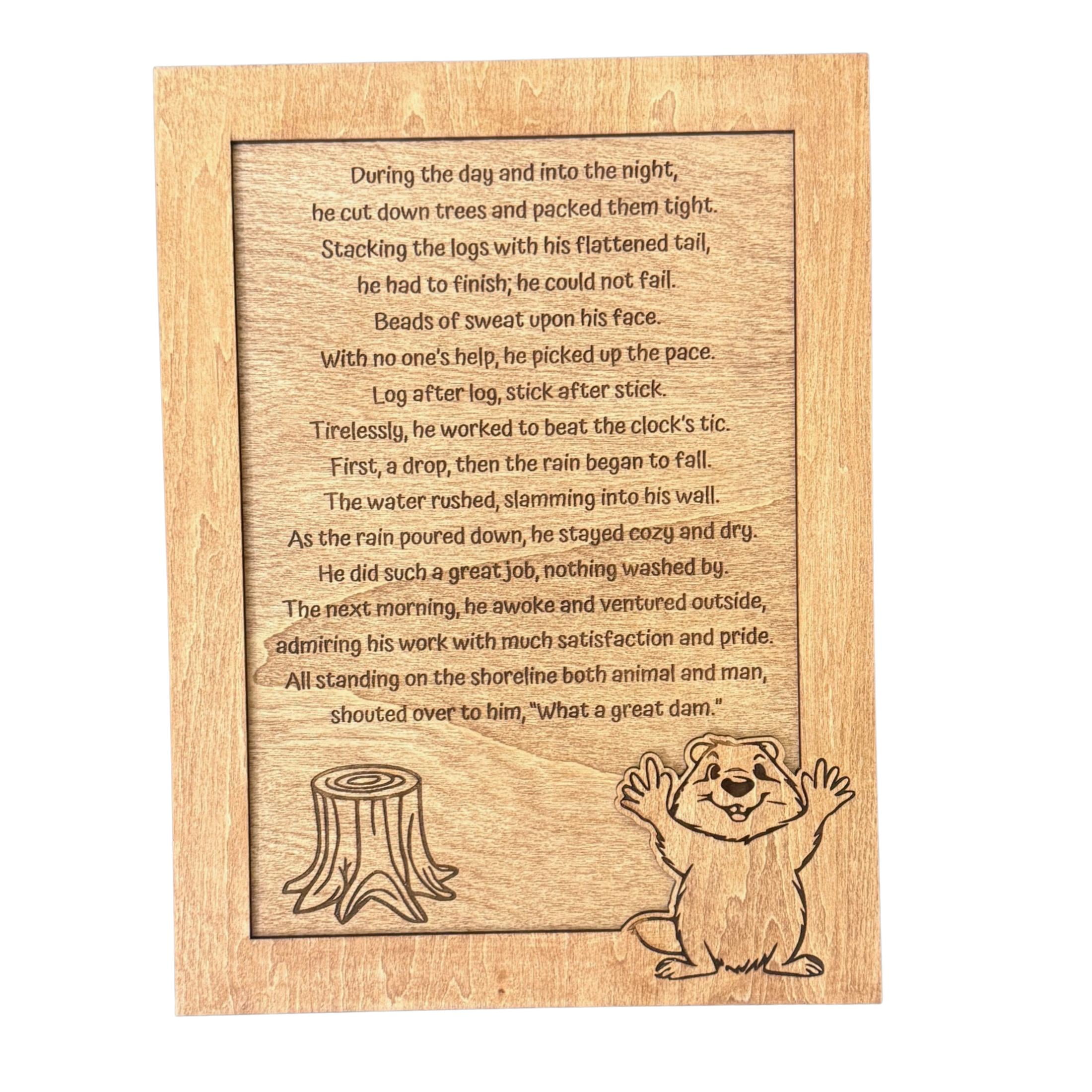Rustic Beaver Poem Wood Wall Décor – 11x8.25 Plaque with Stand & Mount ...