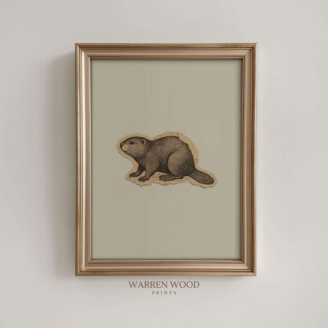 Rustic Beaver Print, Vintage Woodland Animal Wall Art, Neutral Nature ...