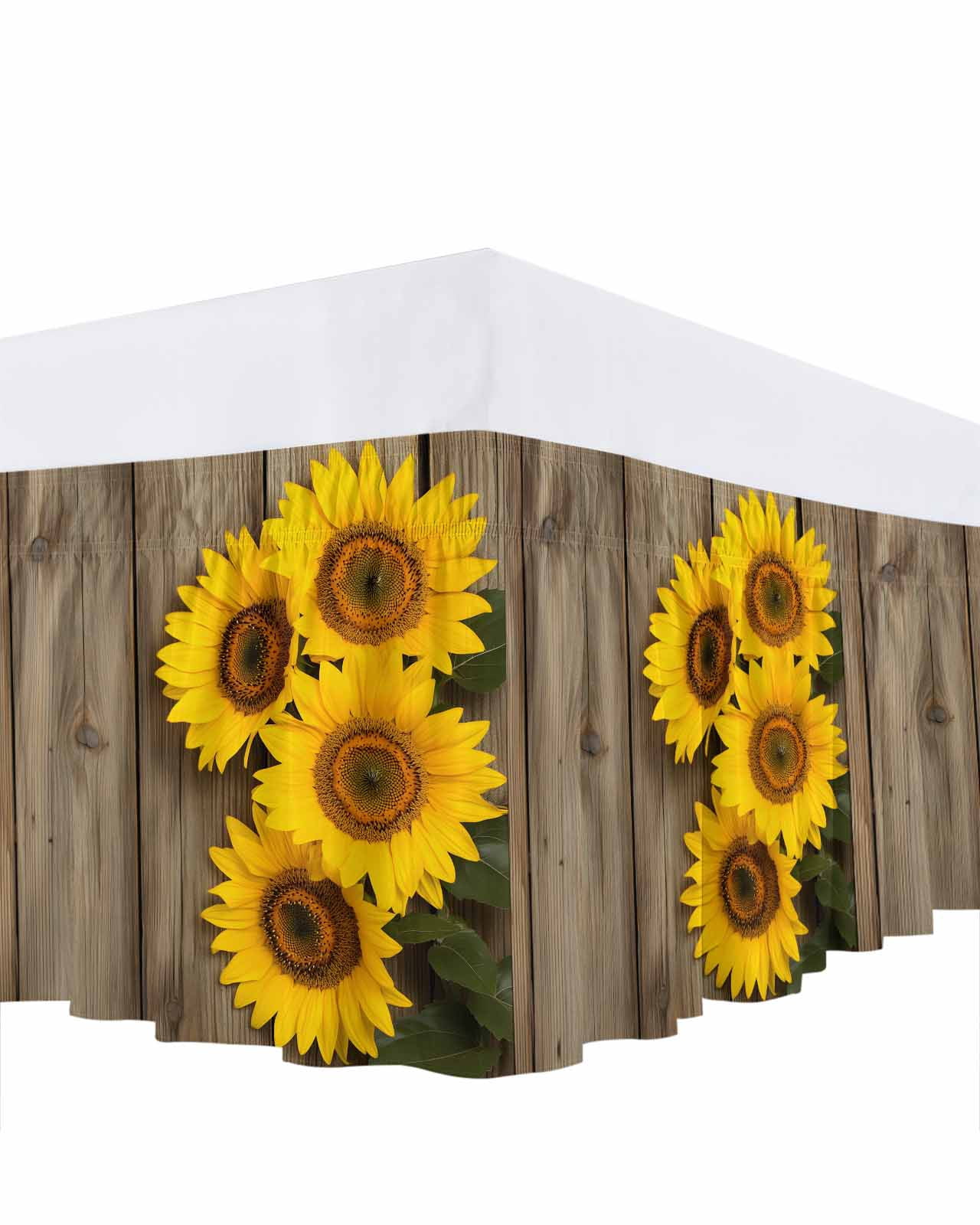 Rustic Bed Skirt Sunflowers Wood Grain Texture Pastoral Vintage Bed ...