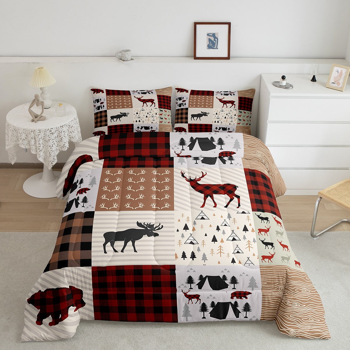 Rustic Bedding Set Country Cabin Comforter Set Teens Adult Red ...