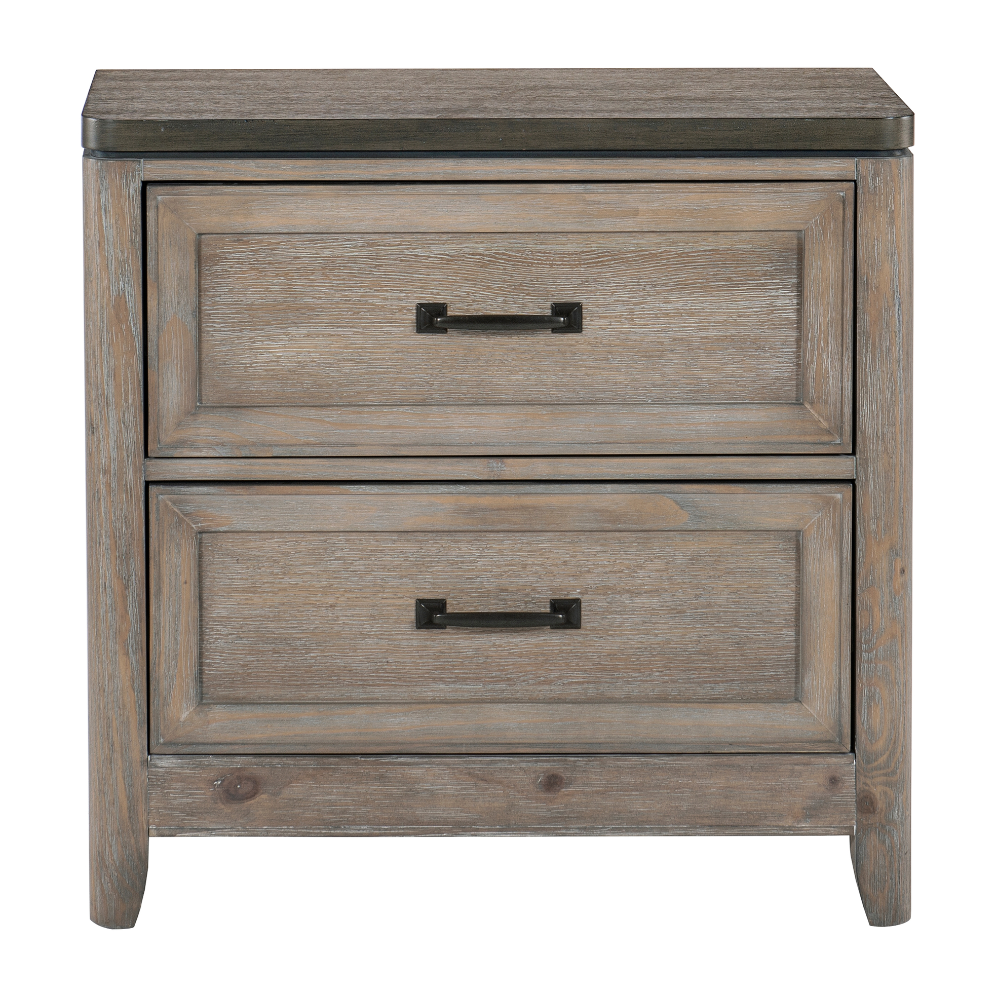 Rustic Bedroom Nightstand In Two-tone - Bearing Glides With Oak Veneer ...