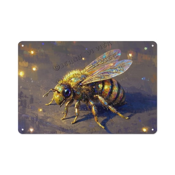 Rustic Bee and Honeycomb Tin Sign – 8x12 Inch Metal Wall Art for ...
