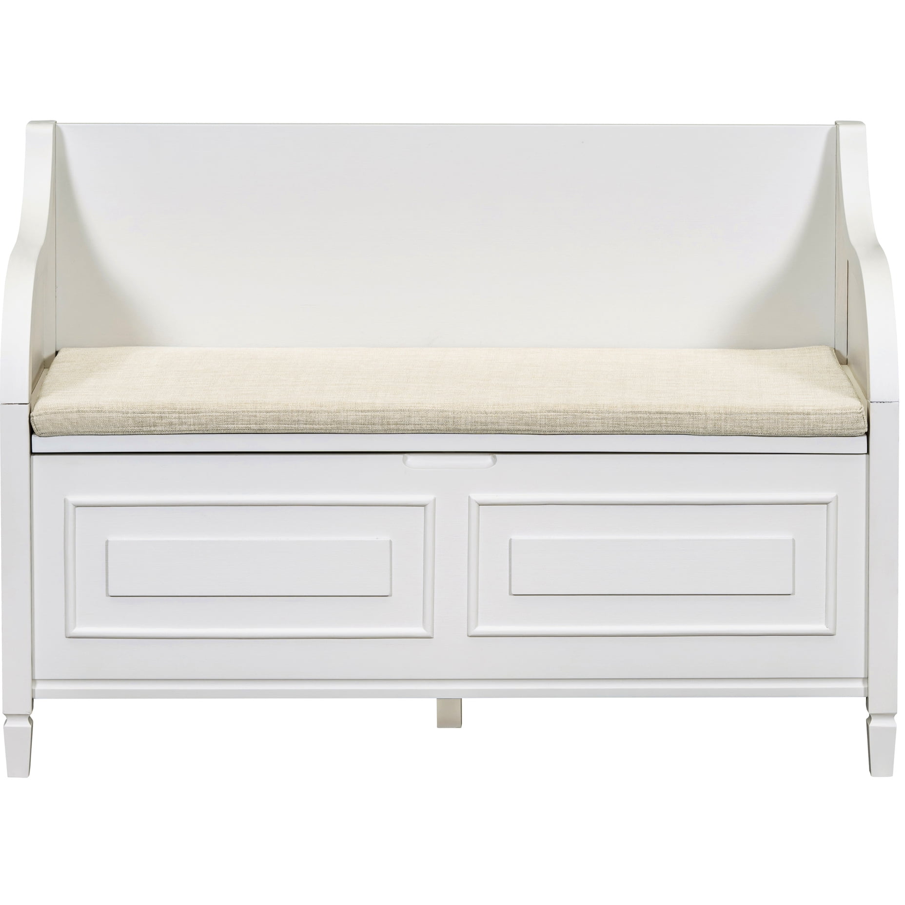 Rustic Bench With Hinge And Hidden Storage Space - White Beige Solid ...