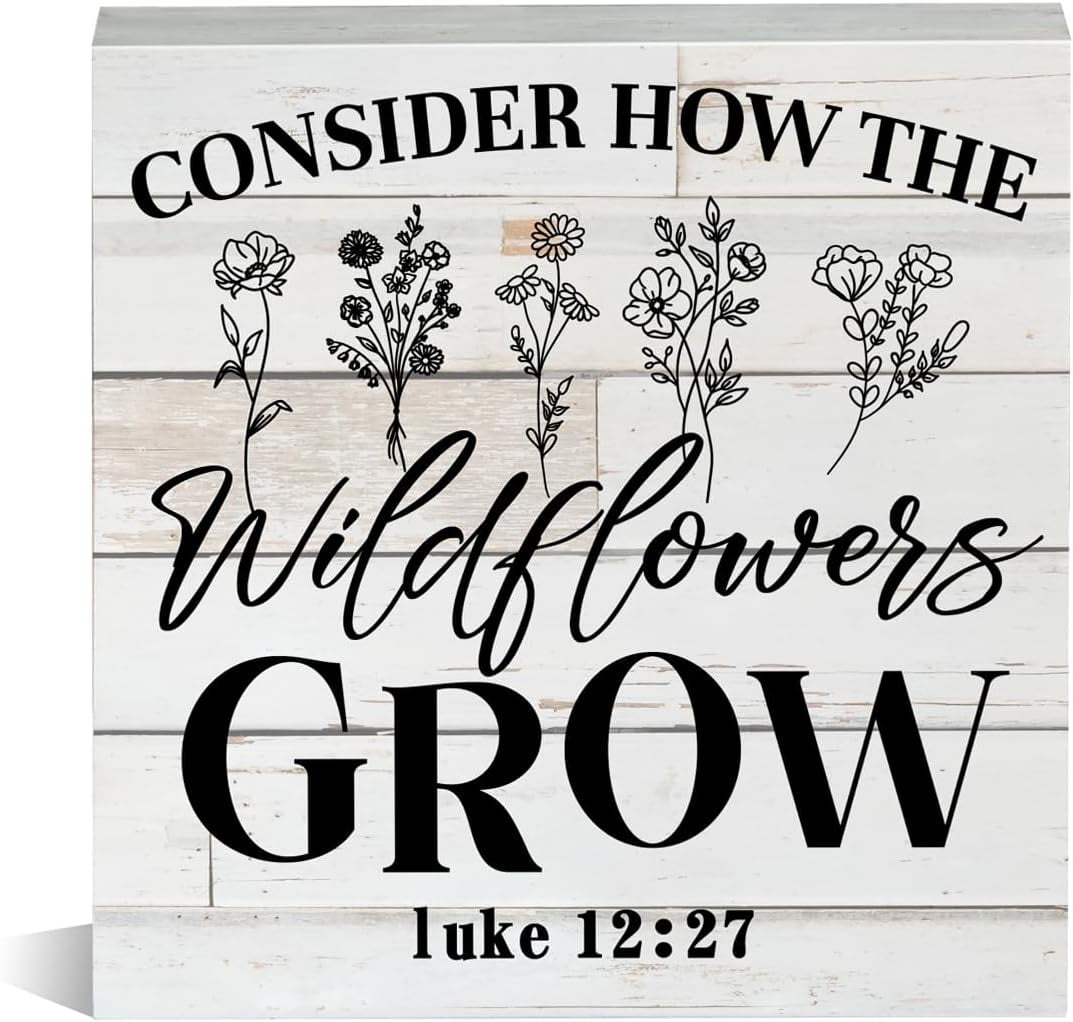 Rustic Bible Verse Wooden Box Sign Consider How the Wildflowers Grow ...