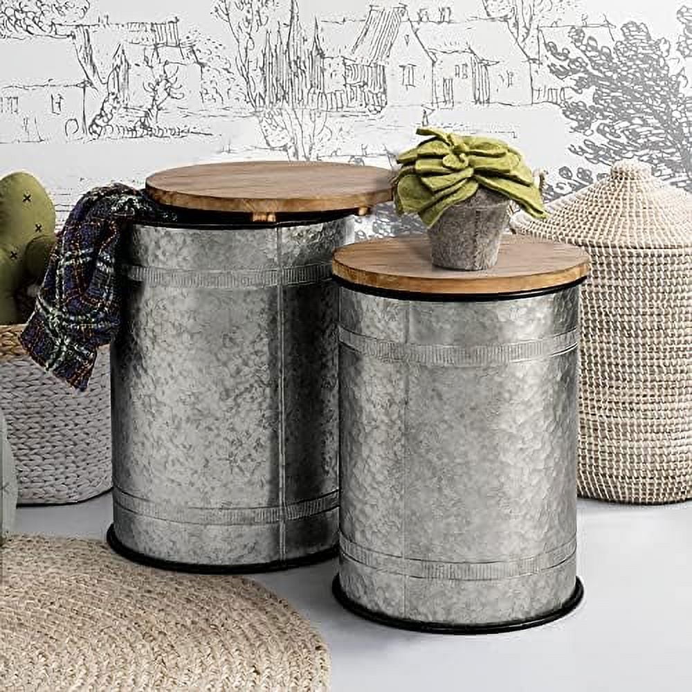 Rustic Bins Farmhouse End Table Farmhouse Galvanized Metal Stool ...